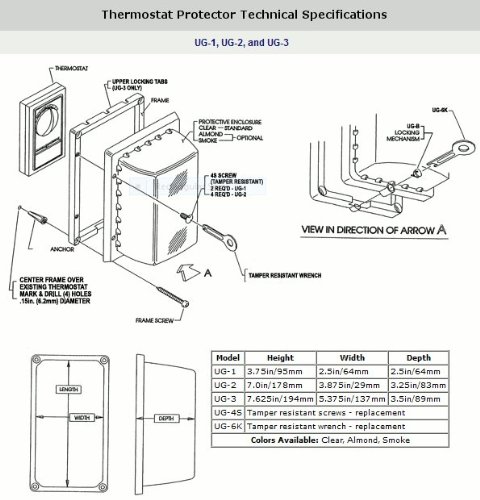 Uni-Gard, Inc. UG-3A, Large ALMOND Thermostat Guard with Key Made of LEXAN (Polycarbonate, more durable than acrylic/plastic) to PREVENT TAMPERING.