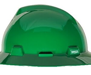 MSA Green Polyethylene Full Brim Hard Hat with 4 Point Pinlock Suspension