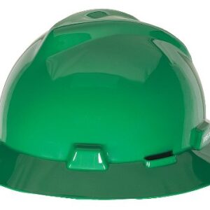 MSA Green Polyethylene Full Brim Hard Hat with 4 Point Pinlock Suspension