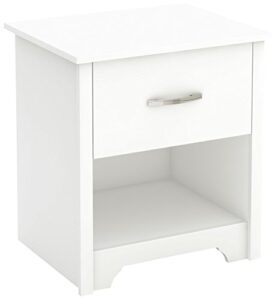 south shore furniture south shore fusion nightstand, pure white with grooved metal handles