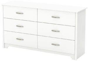 south shore fusion 6-drawer double dresser pure white, contemporary