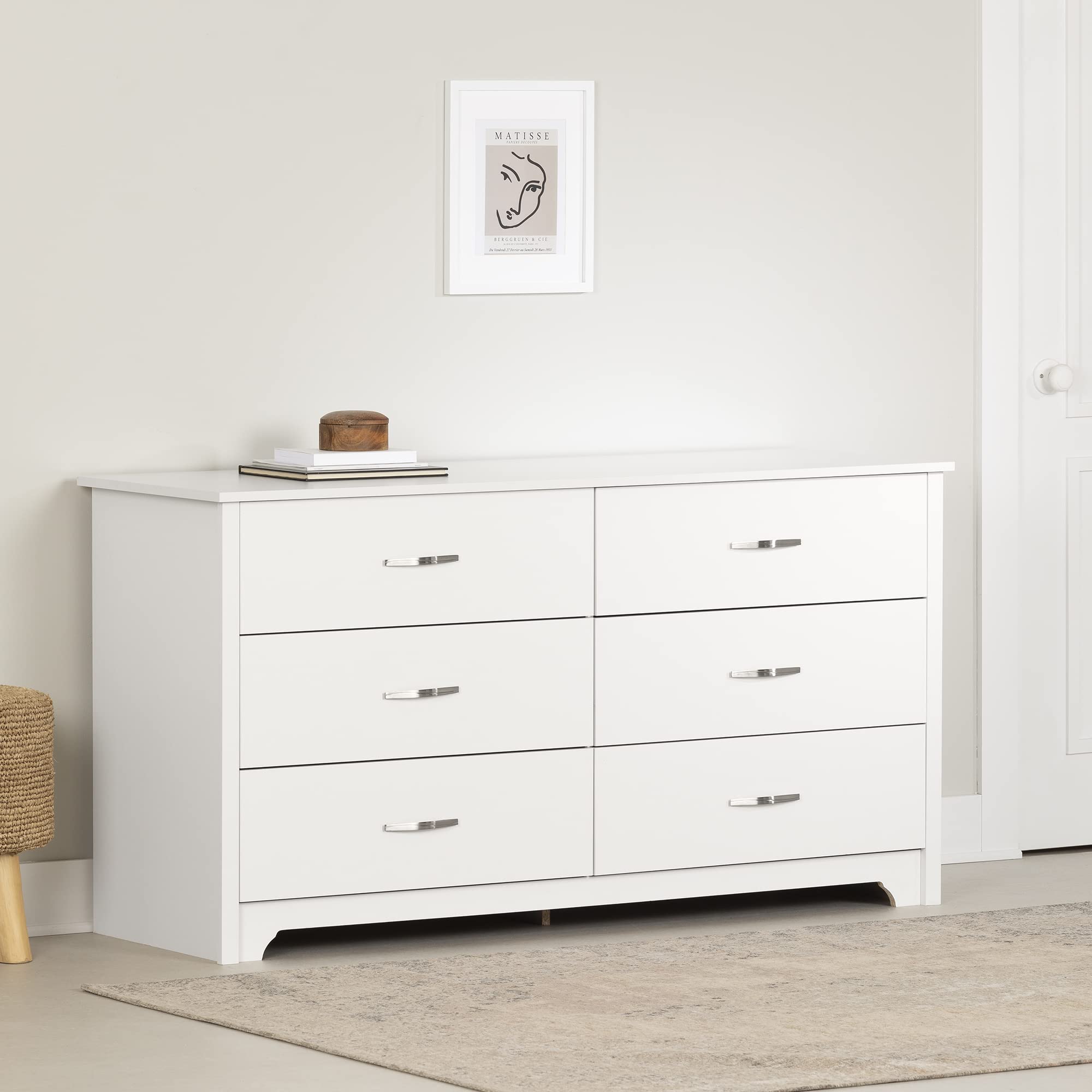 South Shore Fusion 6-Drawer Double Dresser Pure White, Contemporary