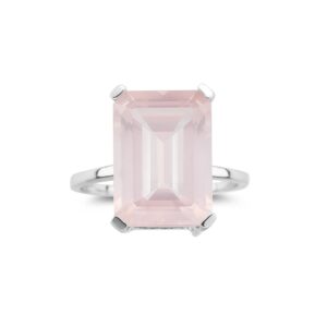 studs galore 5.75-6.64 cts of 14x10 mm aaa emerald rose quartz ring in 10k white gold-9.0