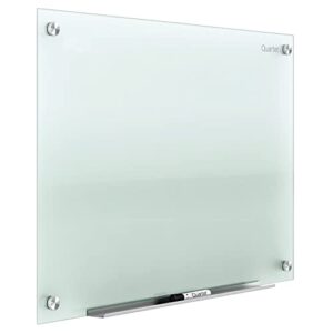 quartet non-magnetic glass dry erase white board, 4' x 3' whiteboard, infinity frameless mounting, frosted surface (g4836f)