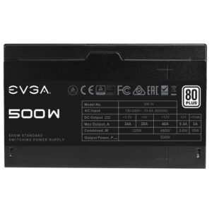 EVGA 500 W1, 80+ WHITE 500W Power Supply( 100-W1-0500-KR)