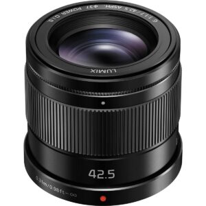 panasonic lumix g lens, 42.5mm, f1.7 asph., mirrorless micro four thirds, power optical i.s., h-hs043k (usa black)