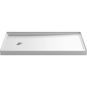 kohler k-8459-0 rely single-threshold shower base with left-hand drain, 60" x 32", white