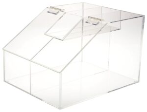 displays2go double candy bin for counters, clear acrylic bulk food bin with separate scoop holder and hinged doors - scoop not included