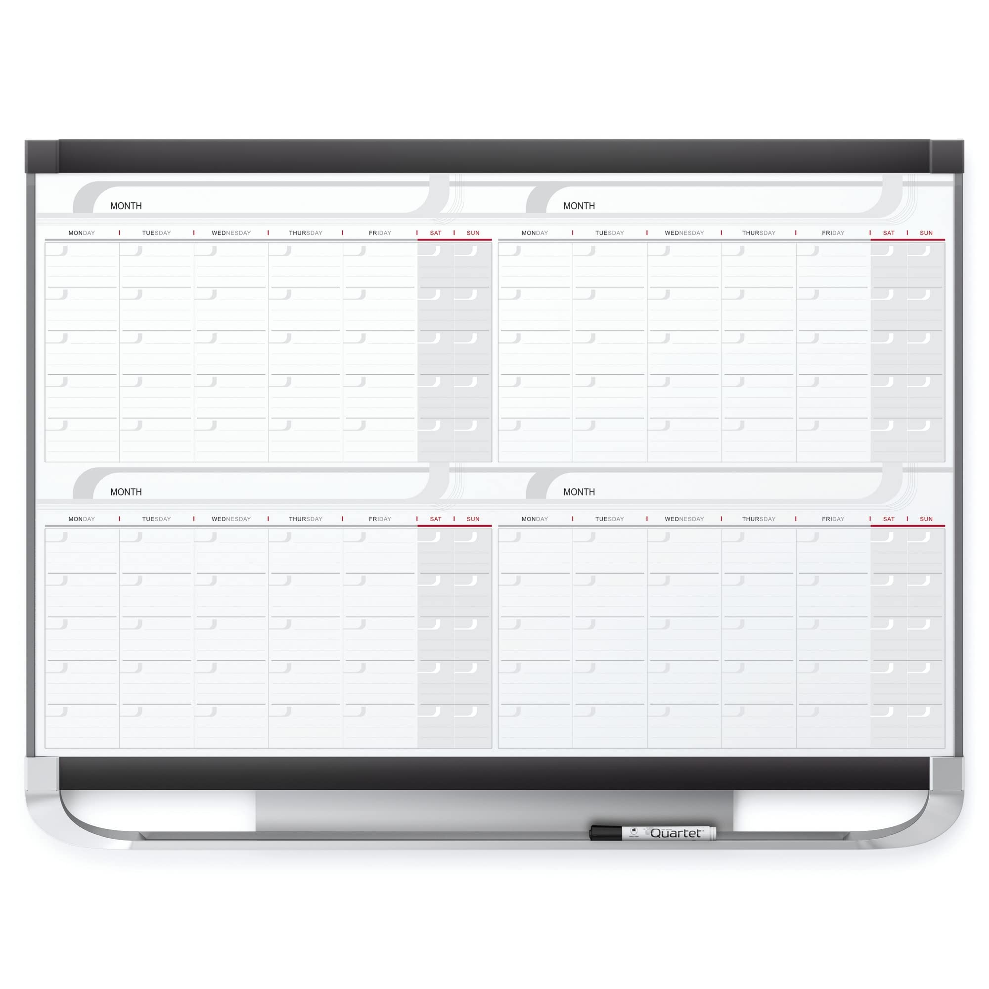 Quartet Dry Erase Calendar Board, Magnetic Whiteboard Planner, 3' x 2', 4 Months, Total Erase Surface, Prestige 2 (4MCP23P2)