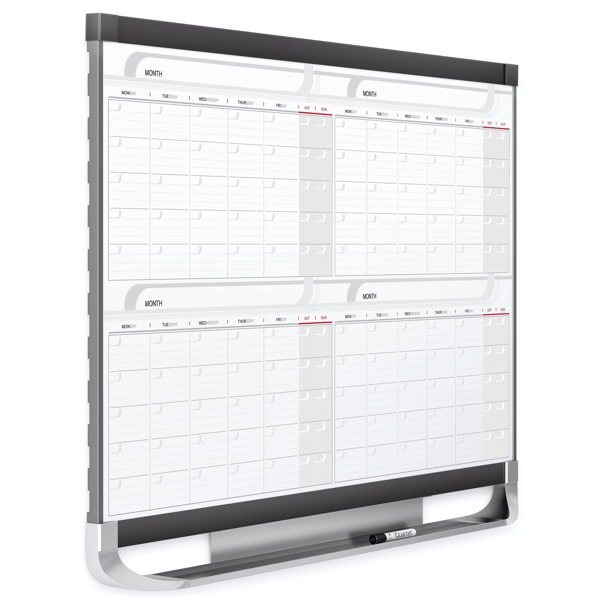 Quartet Dry Erase Calendar Board, Magnetic Whiteboard Planner, 3' x 2', 4 Months, Total Erase Surface, Prestige 2 (4MCP23P2)