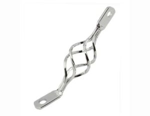 lowrider cage twisted light bracket chrome. bike light part, bicycle lightpart, beach cruiser, chopper, limo, stretch bike, bmx, track, fixie