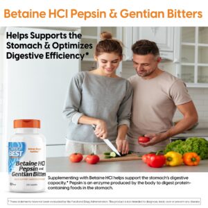 Doctor's Best Betaine HCI Pepsin & Gentian Bitters, Digestive Enzymes for Protein Breakdown & Absorption, Non-GMO, Gluten Free, 360 Count (Pack of 1)