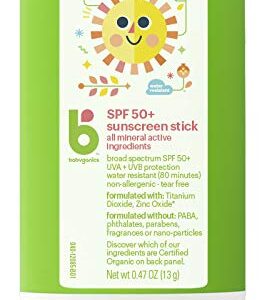 Babyganics SPF 50 Travel Size Baby Sunscreen Stick UVA UVB Protection | Water Resistant |Non Allergenic, 2 Pack