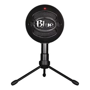 blue snowball usb microphone with two versatile pickup patterns and stylish, retro design for recording, streaming & podcasting on pc & mac – gloss black