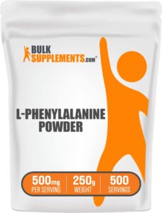 bulksupplements.com l-phenylalanine powder - phenylalanine supplement, l-phenylalanine 500mg - amino acids supplement, gluten free, 500mg per serving, 250g (8.8 oz) (pack of 1)