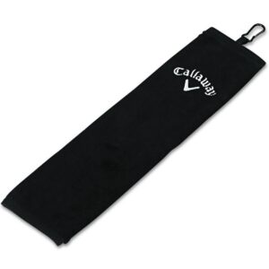 callaway tri fold towel, black, 16 x 21 inches