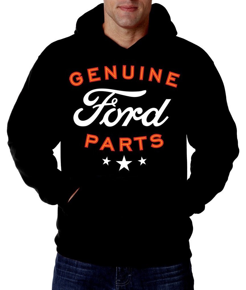 Lucky Ride Ford Cars Genuine Hoodie Mens Hooded sweatshirt Ford Motor racing, Black, Large