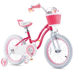 royalbaby stargirl kids girls bike bicycle with basket training wheels kickstand 16 inch pink