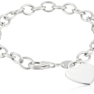 Amazon Essentials Sterling Silver Heart-Tag Bracelet, 7.5" (previously Amazon Collection)