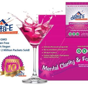 Delta-E Mental Clarity & Focus! Energy Drink Non-GMO, 100% Vegan & Gluten Free (30 Packets)