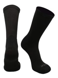 tck blister resistance crew socks (black, large)