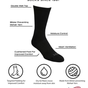 TCK Blister Resistance Crew Socks (Black, Large)