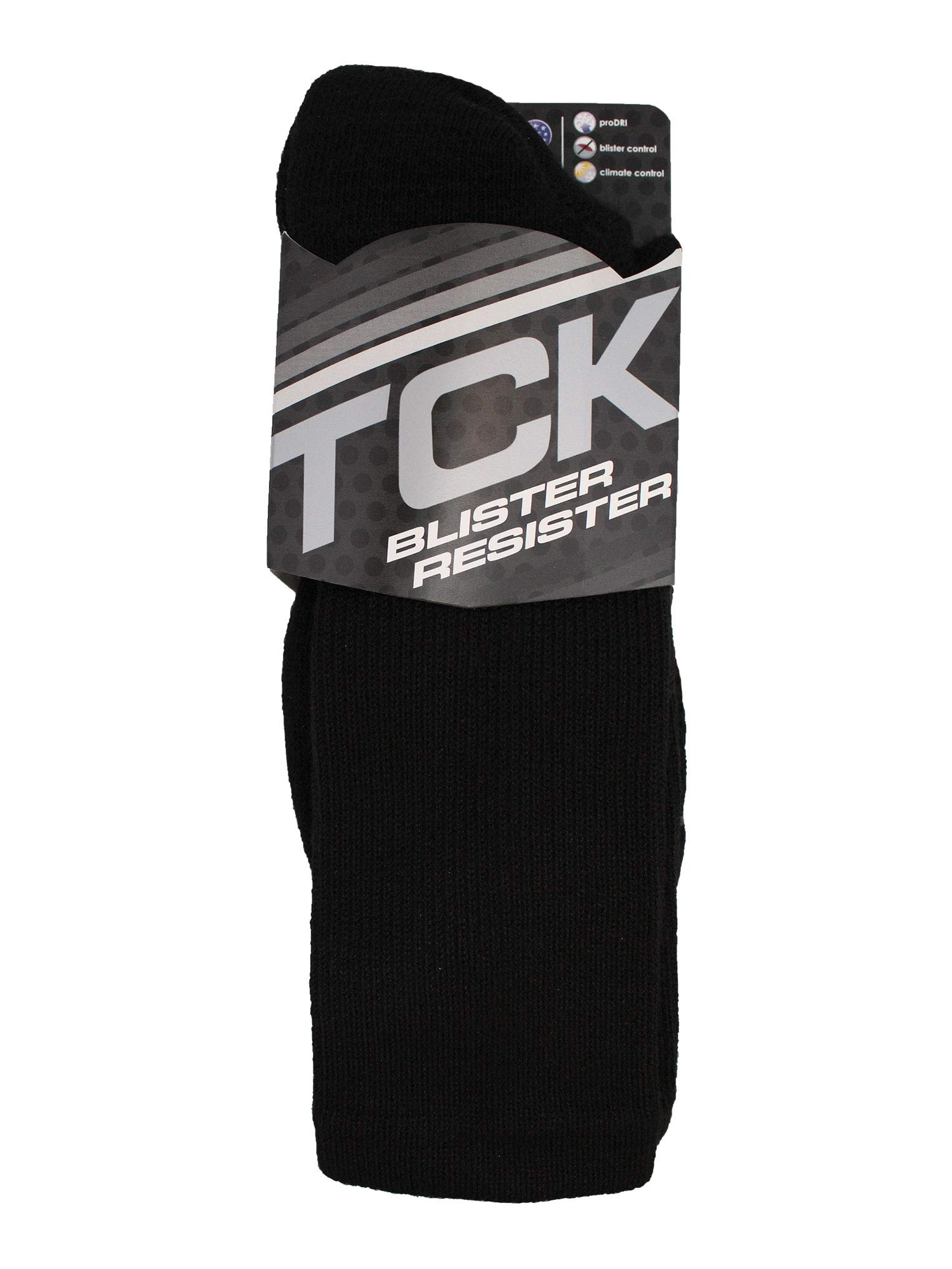 TCK Blister Resistance Crew Socks (Black, Large)