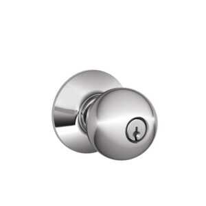 schlage f51a orb 625 orbit knob keyed entry lock, bright chrome