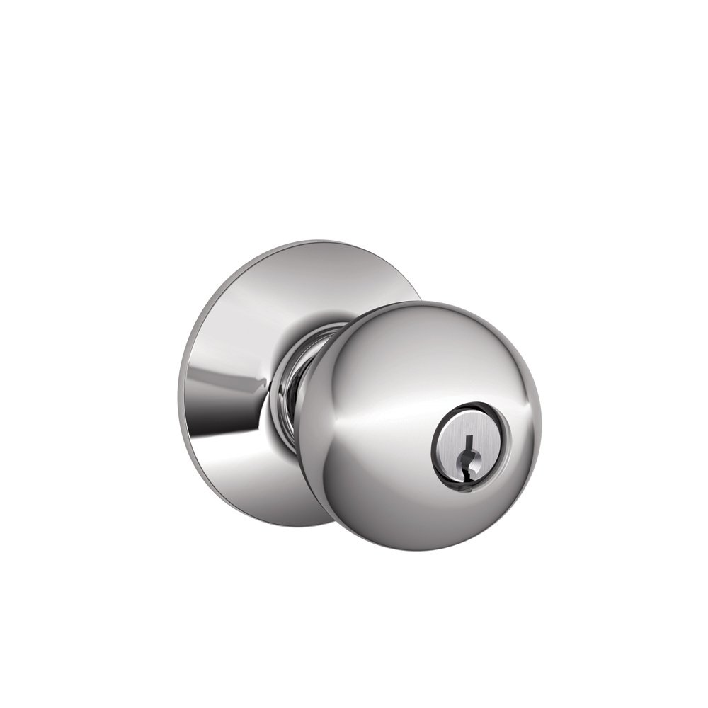 SCHLAGE F51A ORB 625 Orbit Knob Keyed Entry Lock, Bright Chrome