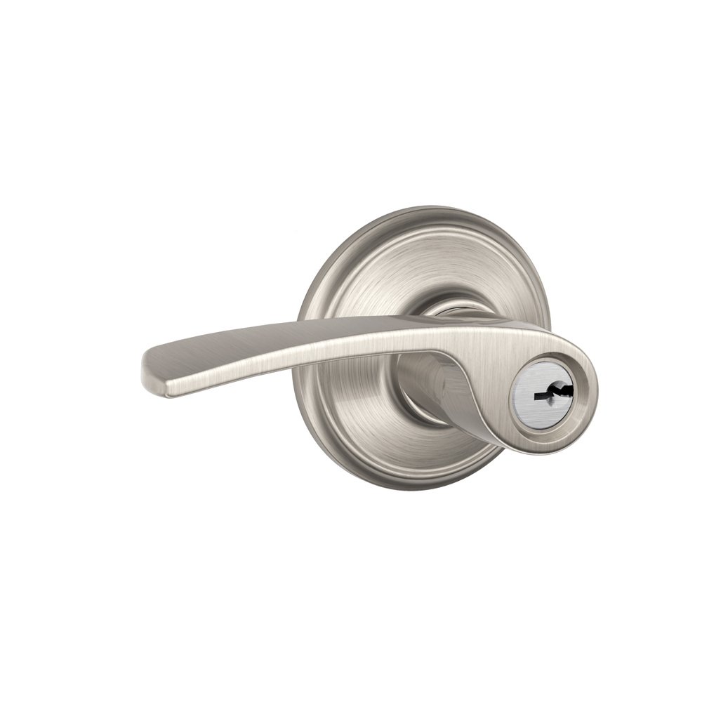 SCHLAGE F51A MER 619 Merano Lever Keyed Entry Lock, Satin Nickel