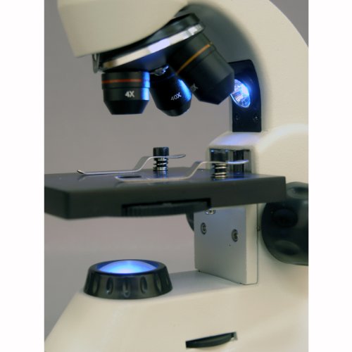 AmScope M120C-2L-PB10-E2 Digital Microscope, WF10x and WF25x Eyepieces, 40x-1000x Magnification, Brightfield, Upper and Lower LED Illumination, Plain Stage, Includes Blank and Prepared Slides, 2MP Camera and Software