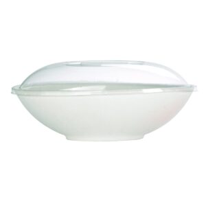 PacknWood 210BCHIC1500 Heavy-Duty Bowl Bio n’ Chic Oval White Sugarcane Bowl Made by 100% Sugarcane Fibers - 44oz 10.6 x 6.2’’ - 100pcs - Compostable and Biodegradable Salad