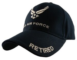 eagle crest u.s. air force retired baseball cap, navy blue, adjustable