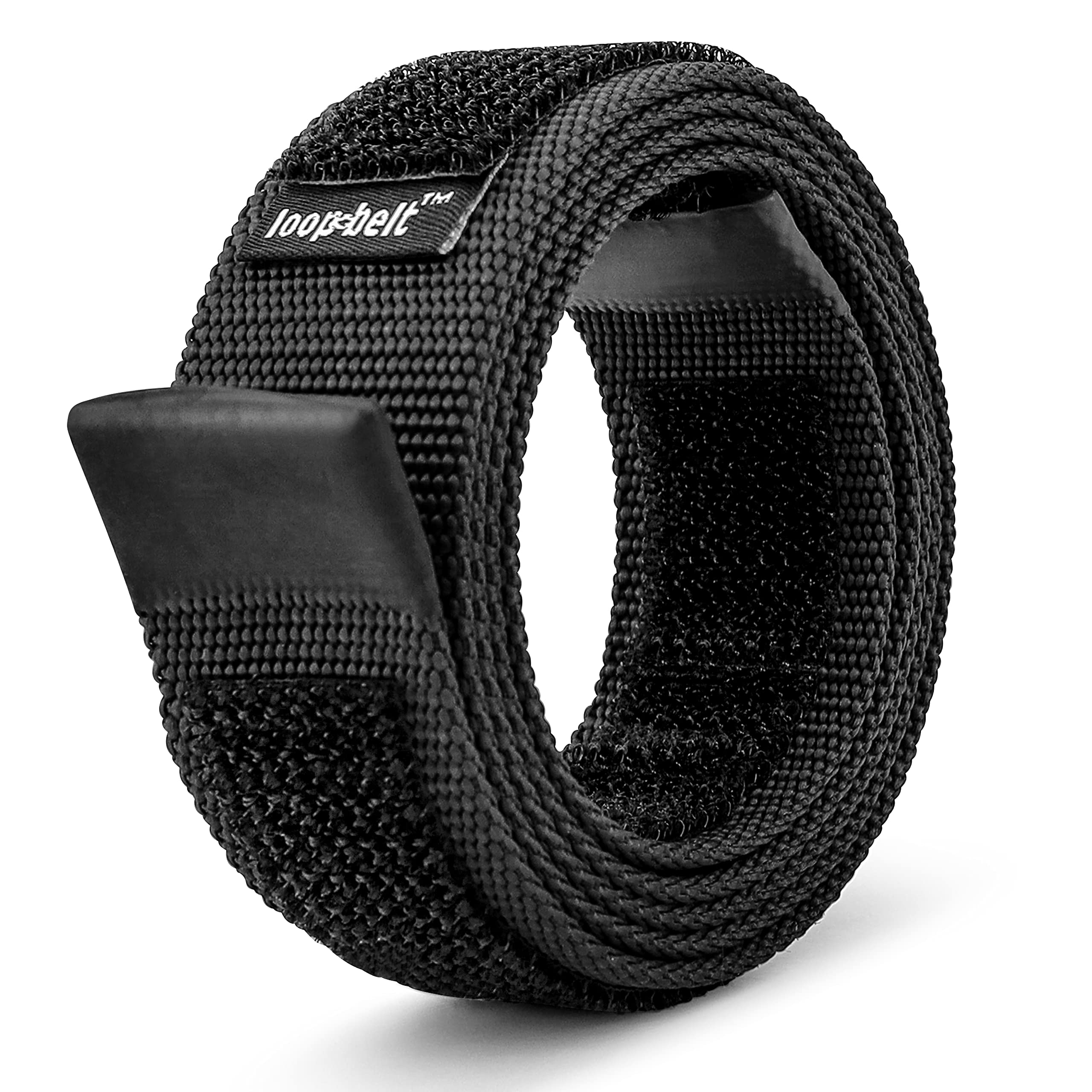 Loopbelt M 34-38 No Scratch Reversible Web Belt with Advanced Hook & Loop Fasteners Black Medium 34-38