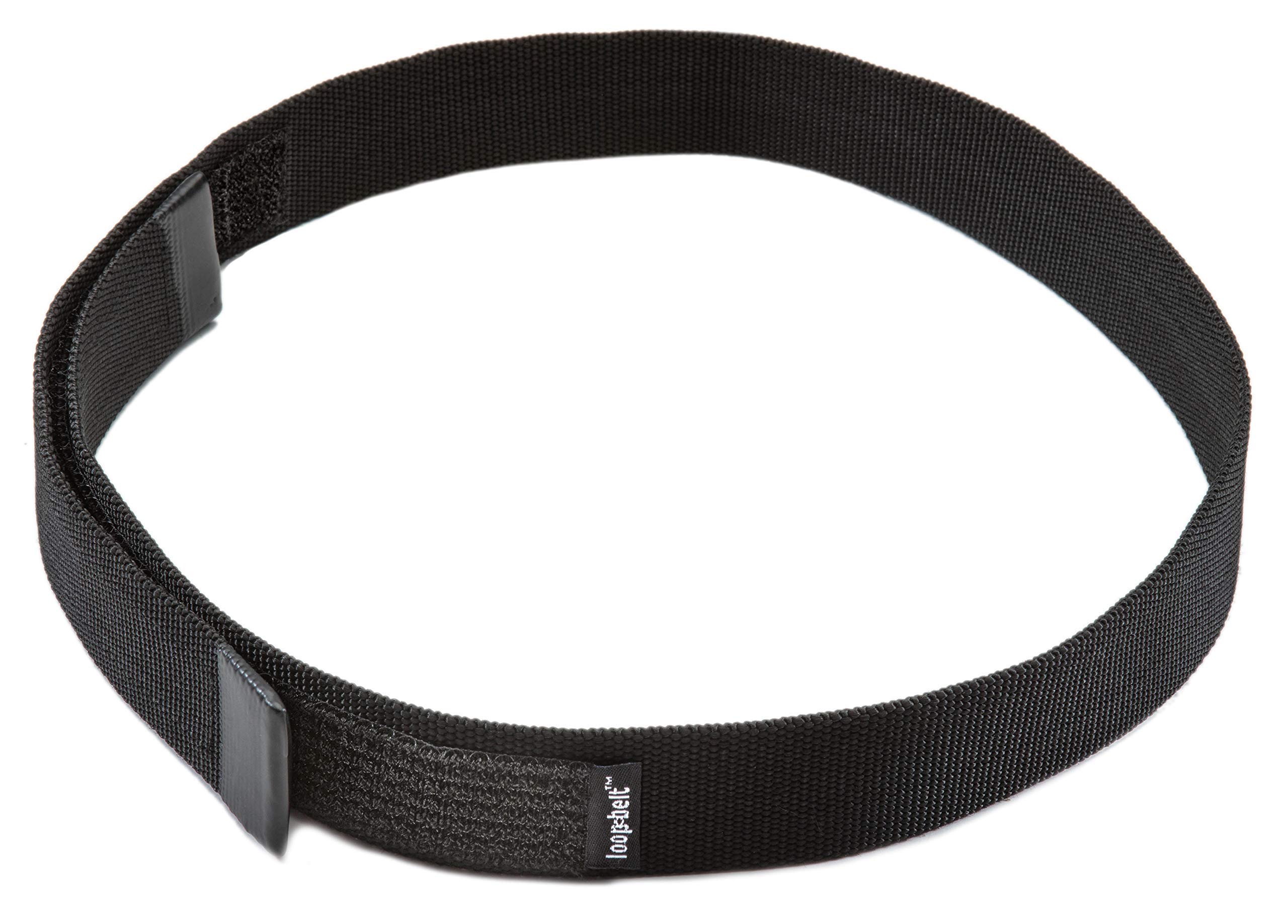 Loopbelt M 34-38 No Scratch Reversible Web Belt with Advanced Hook & Loop Fasteners Black Medium 34-38