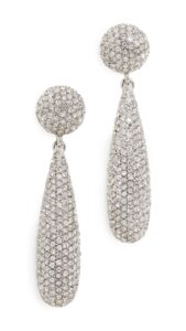 kenneth jay lane women's silver crystal pave bat shape earrings, rhod/rhin/crystal, one size