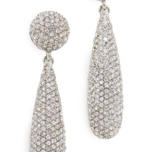 Kenneth Jay Lane Women's Silver Crystal Pave Bat Shape Earrings, Rhod/Rhin/Crystal, One Size