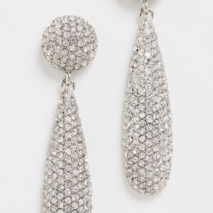 Kenneth Jay Lane Women's Silver Crystal Pave Bat Shape Earrings, Rhod/Rhin/Crystal, One Size