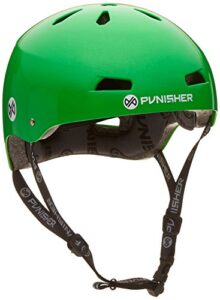 punisher skateboards pro 13-vent bmx bike and skateboard helmet, bright neon lime green, youth/teen 9+, medium (9283)