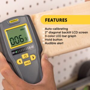 General Tools Digital Moisture Meter MMD7NP - Humidity Sensor- Pinless and Non-Invasive