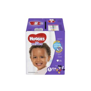 huggies little movers baby diapers, size 6, box of 104