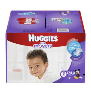 huggies little movers active baby diapers, size 3 (fits 16-28 lb.), 174 ct, economy plus (packaging may vary)