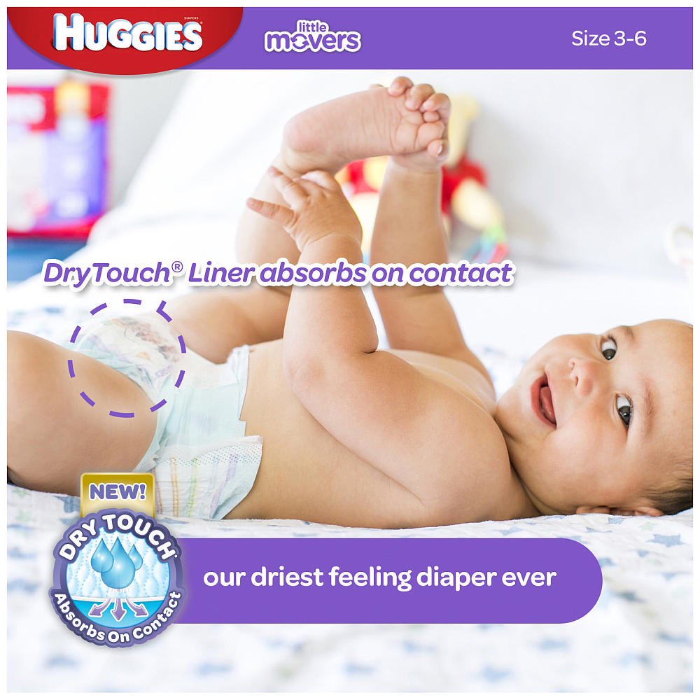 HUGGIES LITTLE MOVERS Active Baby Diapers, Size 3 (fits 16-28 lb.), 174 Ct, ECONOMY PLUS (Packaging May Vary)