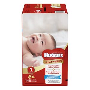 huggies little snugglers baby diapers, size 1, 148 count, giant pack (packaging may vary)