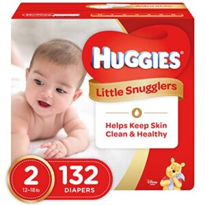 huggies little snugglers baby diapers, size 2, 132 count, giant pack (packaging may vary)