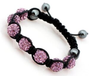 shamballa style jewelry 7 beads purple pave sparkle crystal ball hand-woven bracelet adjustable 7 beads