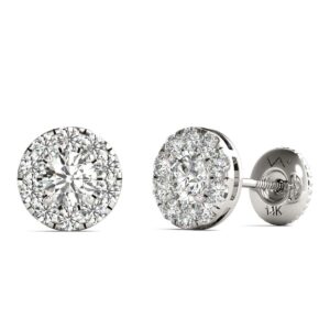 natural diamonds halo stud earrings ags certified 14k white gold 3/4 ctw gh/si2-i1