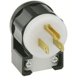 leviton 5266-ca 15 amp, 125 volt, angle plug, straight blade, industrial grade, grounding, black-white (10 pack)