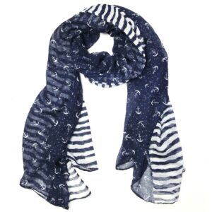 wrapables® stripes and anchor nautical marine scarf 72" x 42"