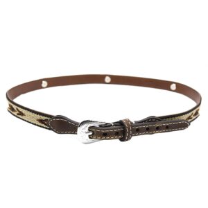 M&F Western Men's 1/2-in Diamond Concho Ribbon Hatband, Brown, Medium